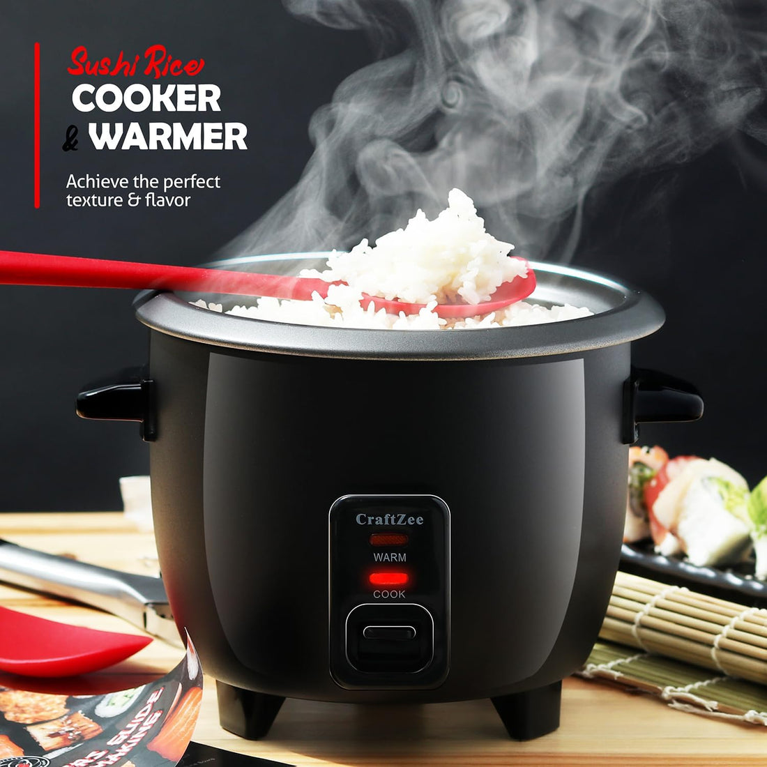 Super Deluxe Sushi Making Kit with Bazooka Roller, Rice Cooker, Onigir ...